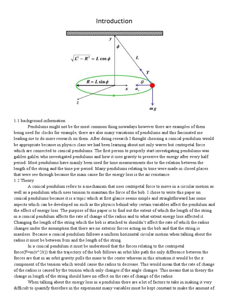 Extended Essay Introduction - Thomas Jackson PDF | PDF | Pendulum | Force