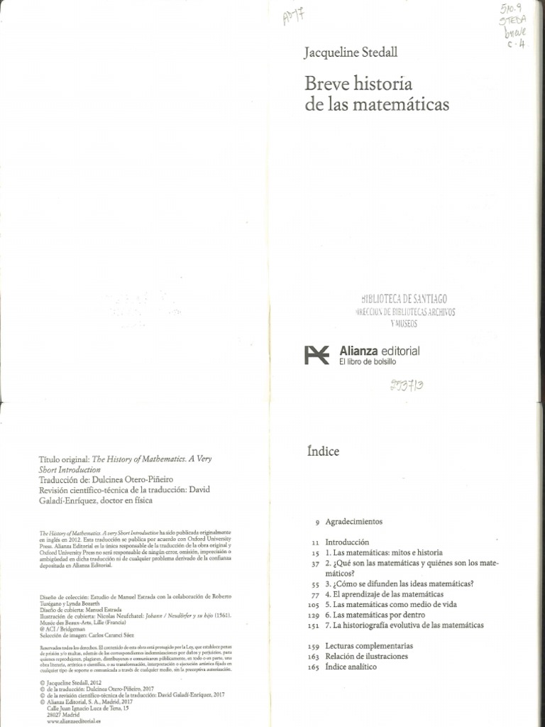 (El Libro de Bolsillo) Jacqueline Stedall - Breve Historia de Las ...