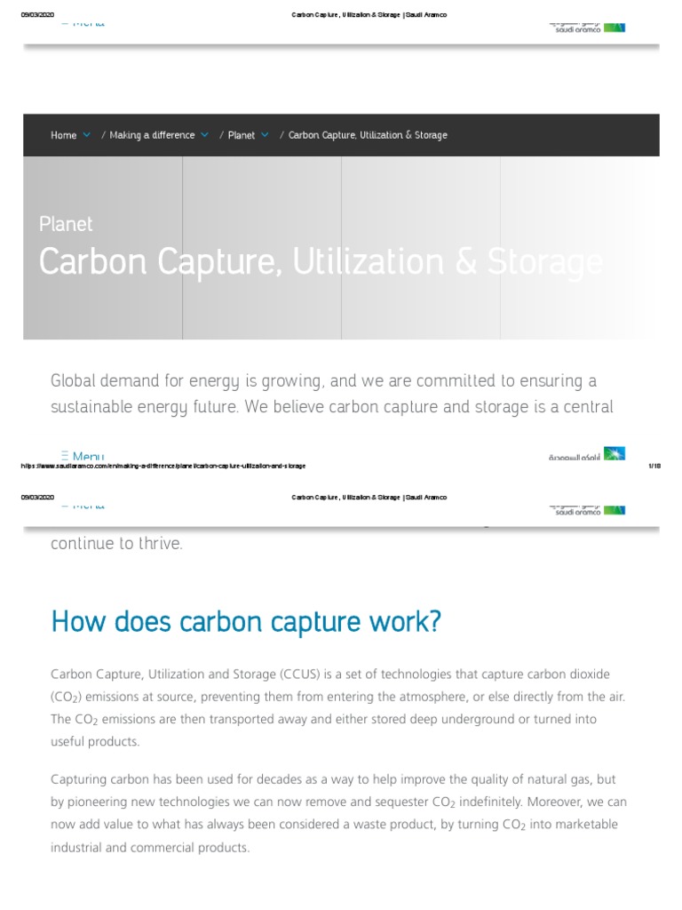 Carbon Capture, Utilization & Storage | PDF | Carbon Capture And ...