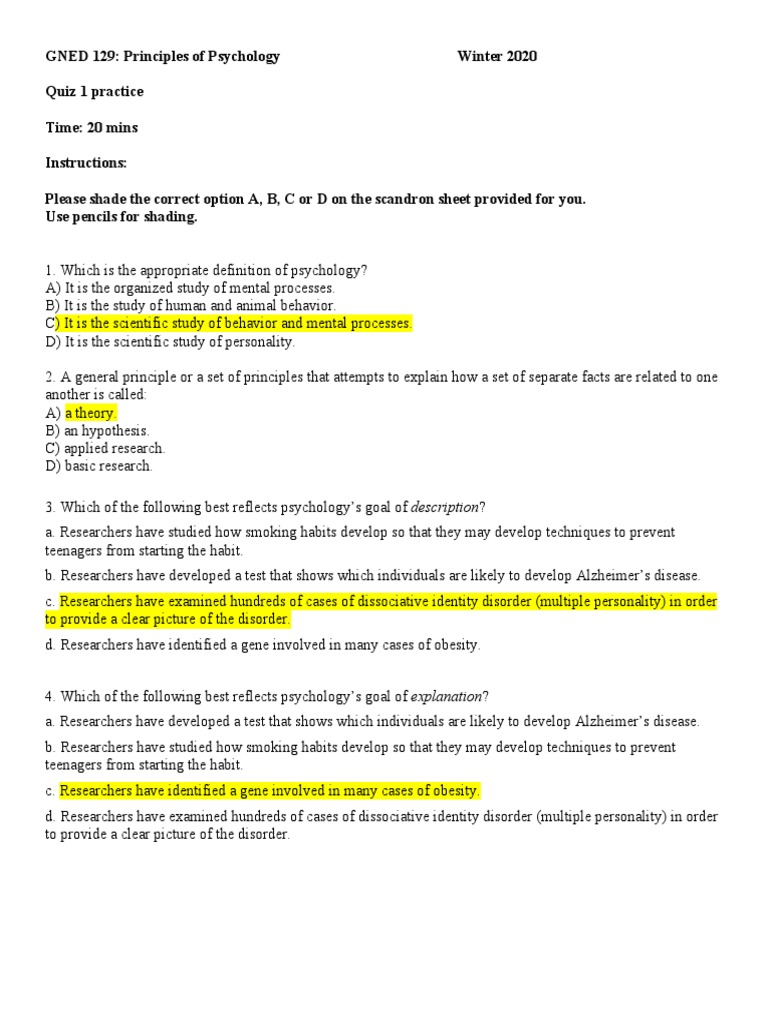 GNED 129 - Quiz 1 Practice | PDF | Scientific Method | Experiment