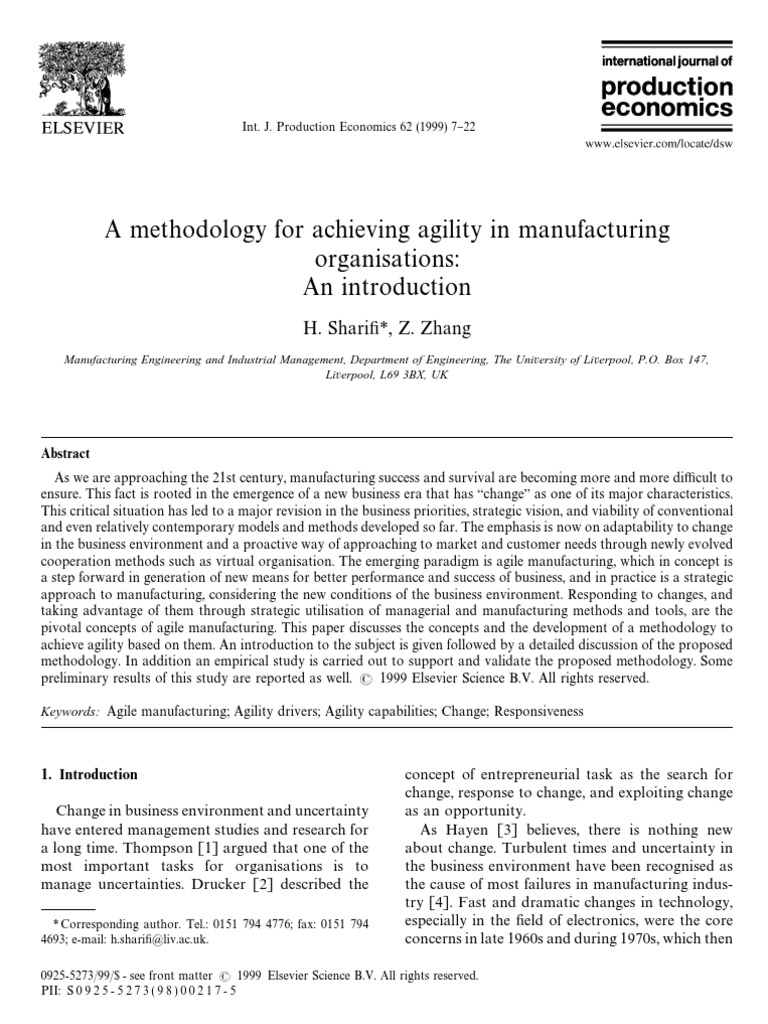 Method For Achieving Agility in Manufacturing Industry | PDF ...