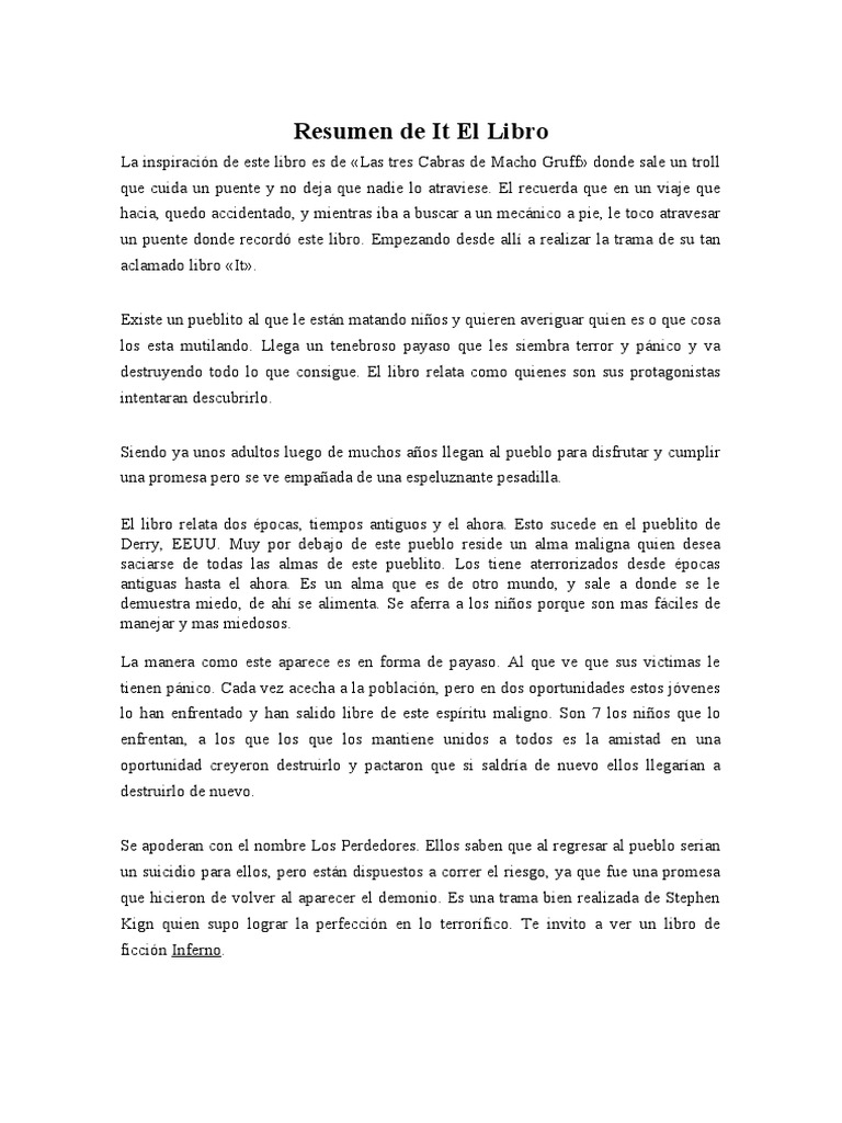 Resumen de It El Libro | PDF