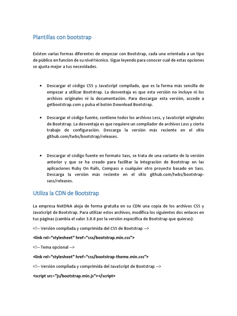 Plantillas Con Bootstrap | PDF | Bootstrap (marco frontal) | Áreas de ...