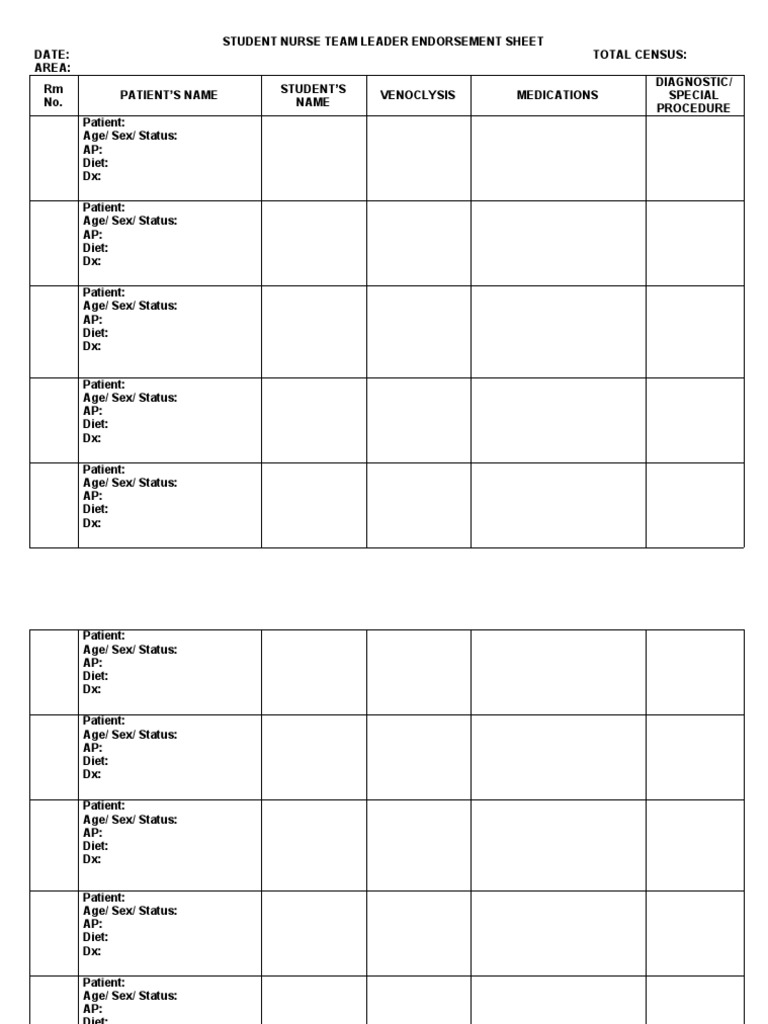 TL Form - Endorsement Sheet