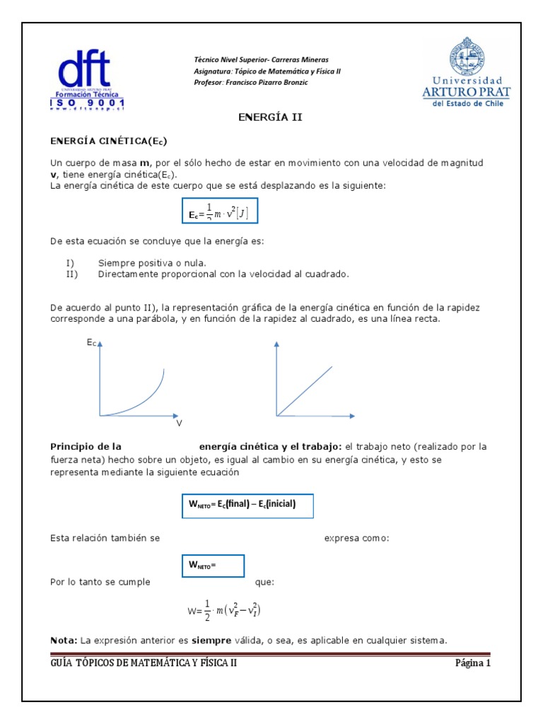 Energía Cinética y Potencial: Fundamentos | PDF | Energía cinética ...