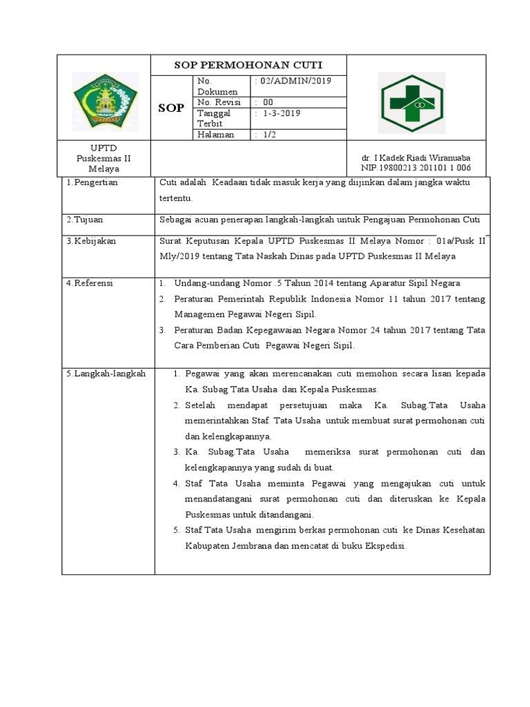 Sop Permohonan Cuti 1 | PDF