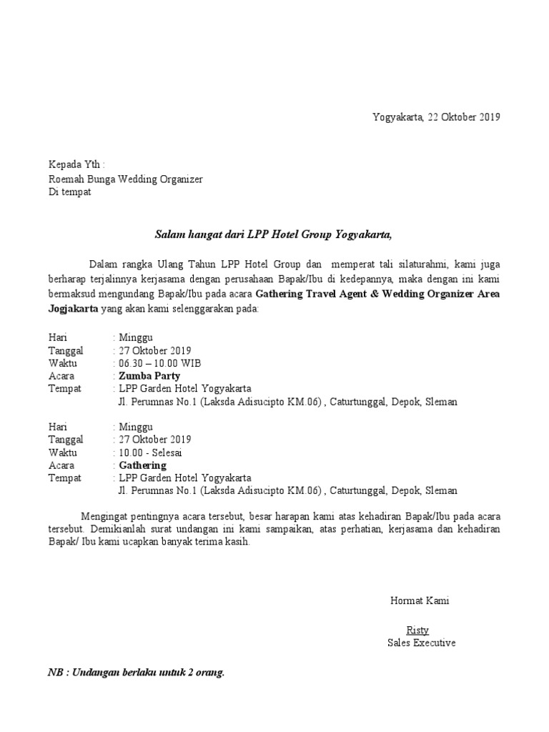Undangan Gathering Travel Agent 2019 | PDF