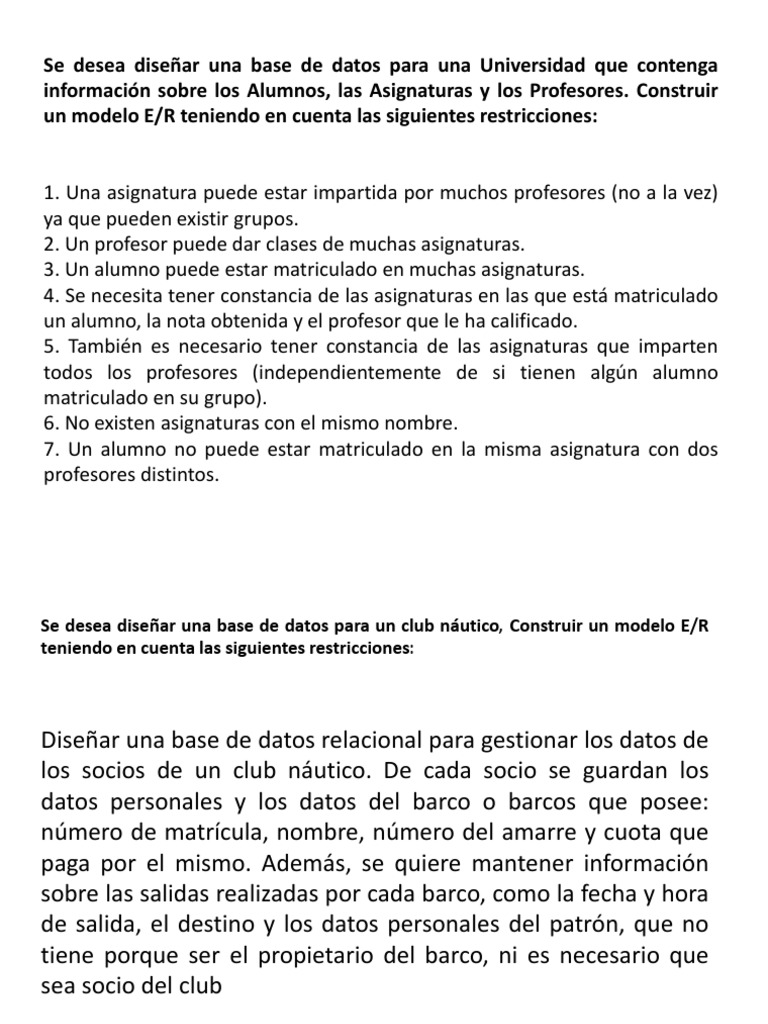 Problemas para Resolver | PDF | Bases de datos | Base de datos relacional