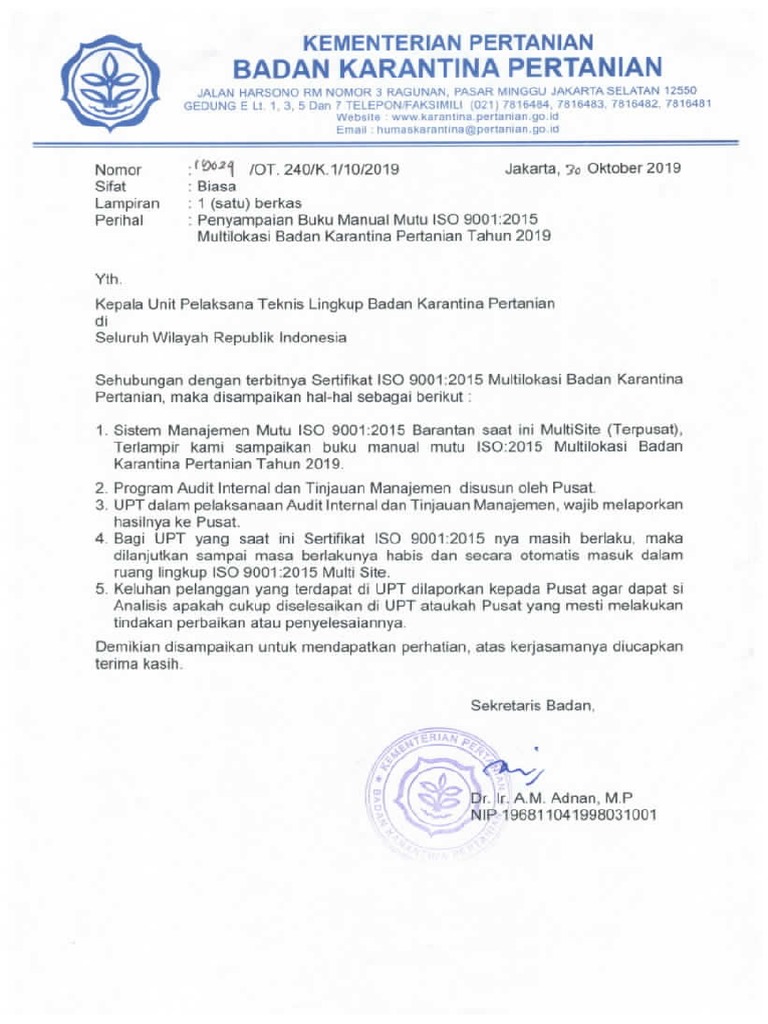 Manual - Mutu Iso 9001 Pusat PDF | PDF