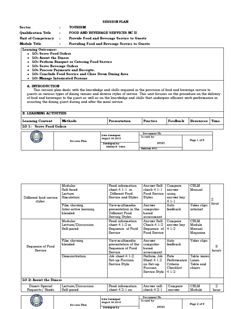 FBS - Sample - Session Plan | PDF | Receipt | Multimedia