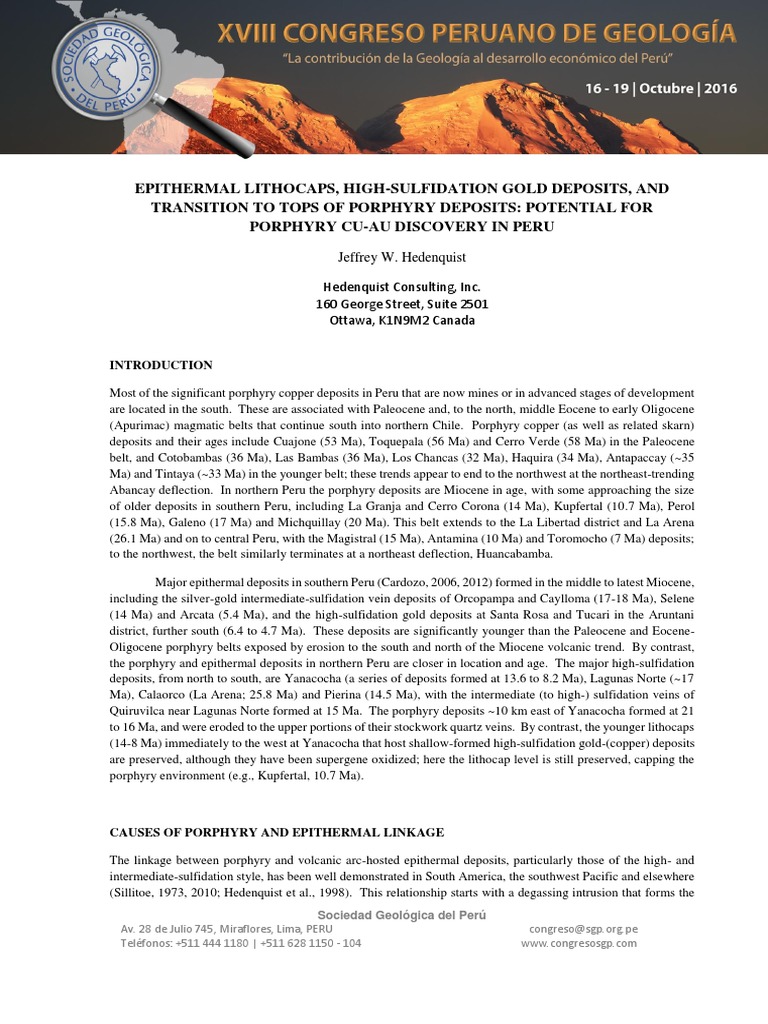 Dr. Jeffrey W. Hedenquist | PDF | Silicon Dioxide | Geology