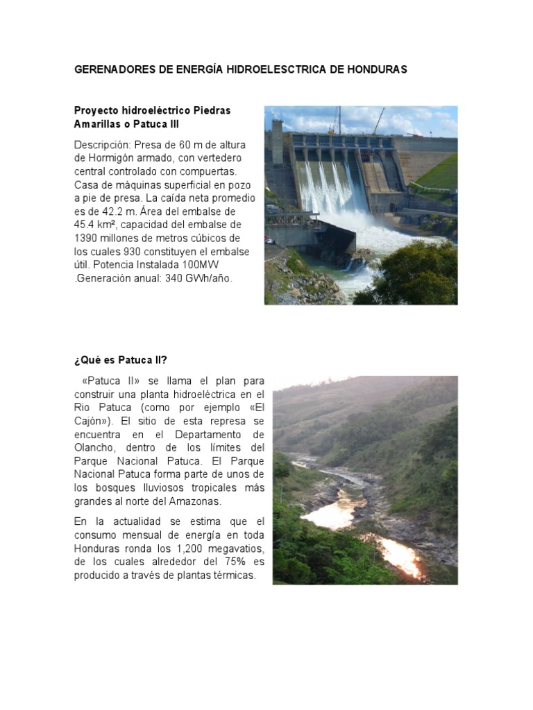 Represas Hidroeléctricas en Honduras | PDF | Honduras | Hidroelectricidad