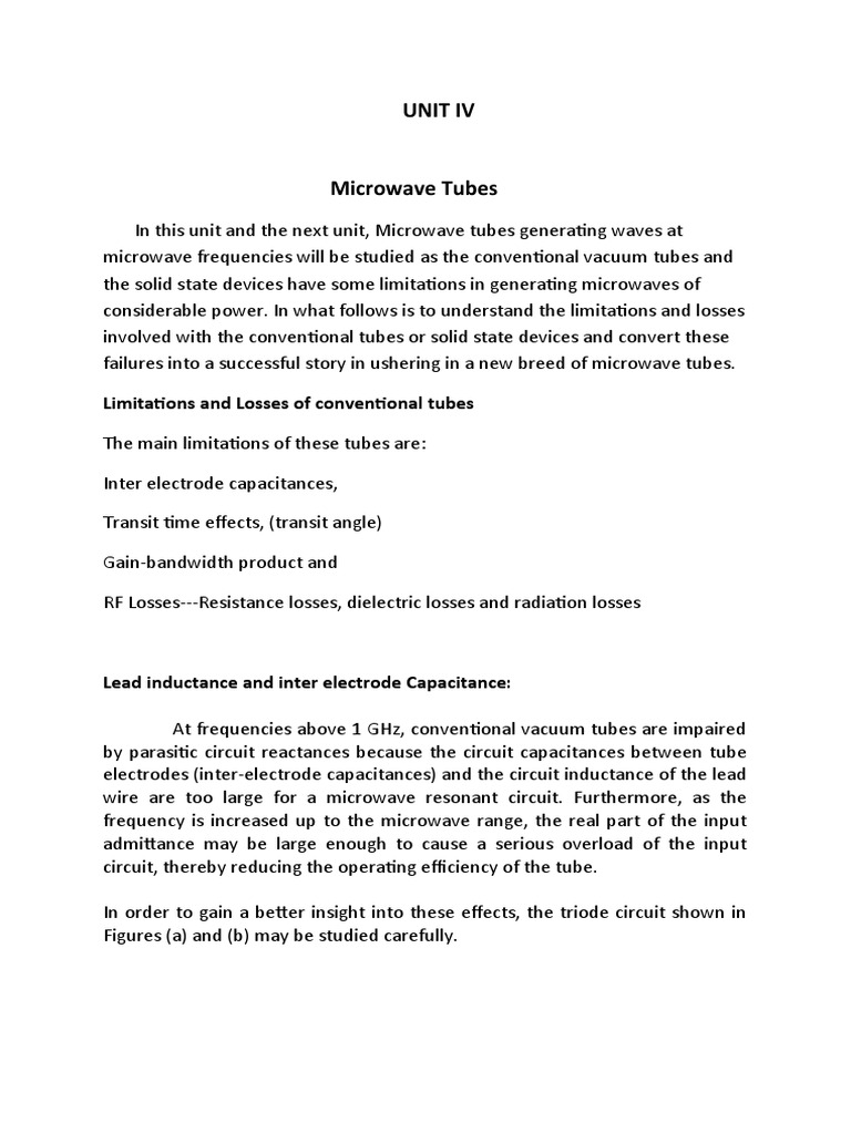 UNIT 4 Microwave Tubes | PDF | Vacuum Tube | Microwave