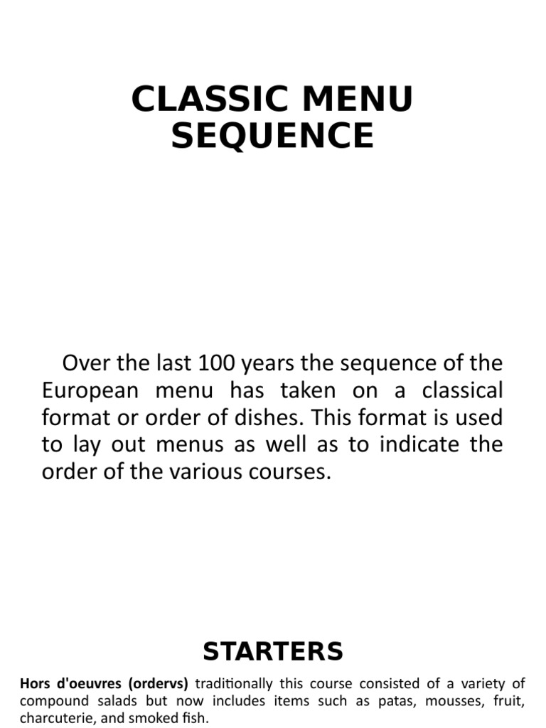Classic Menu Sequence: The Order of Dishes in a Traditional European ...