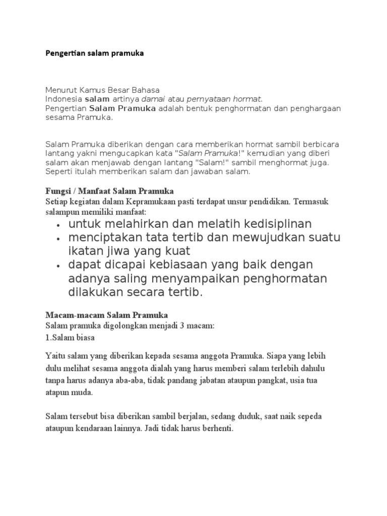 Pengertian dan Macam Salam Pramuka | PDF