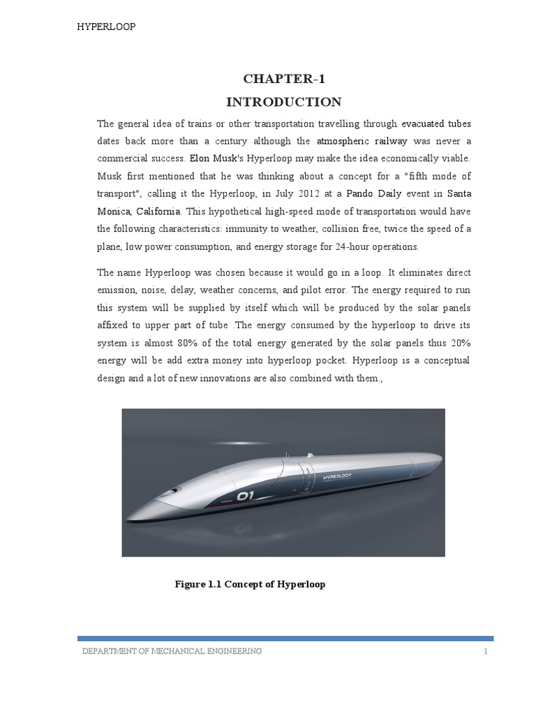 HYPERLOOP SEMINAR REPORT Final FIX | PDF | Hyperloop | Transport