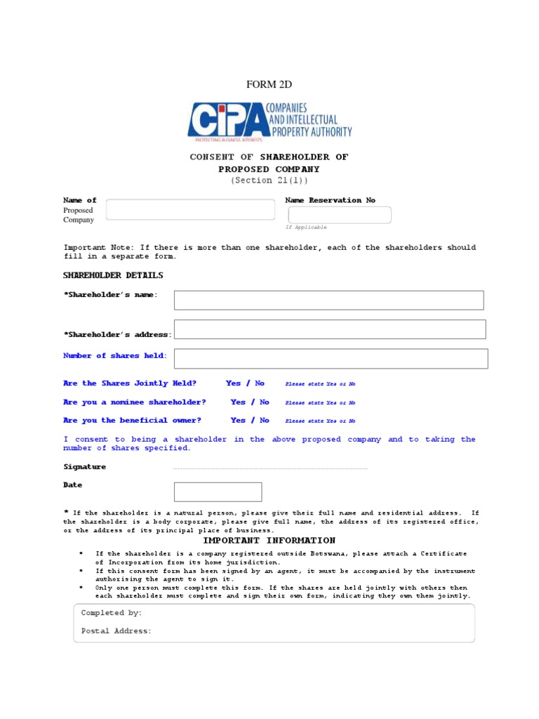 Shareholder Consent Form | PDF