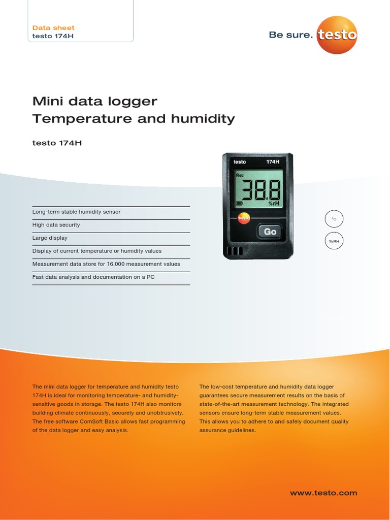 testo-174H-Data-sheet Mini Humidity Data Logger PDF | PDF | Sensor ...