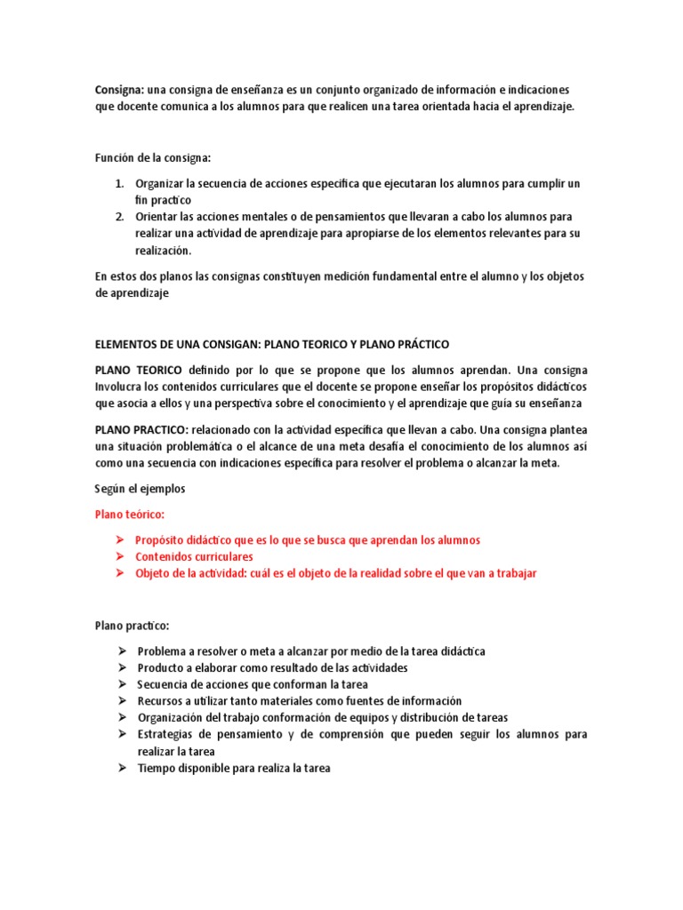 Definición y Ejemplos de Consignas Educativas | PDF | Evaluación ...
