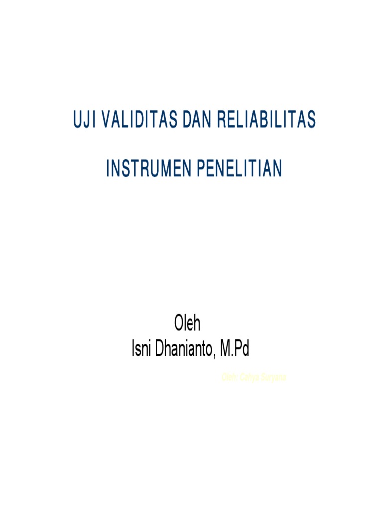 Uji Validitas Dan Reliabilitas-1 PDF | PDF
