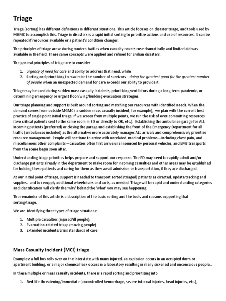 Triage PDF | PDF | Emergency Department | Health Sciences