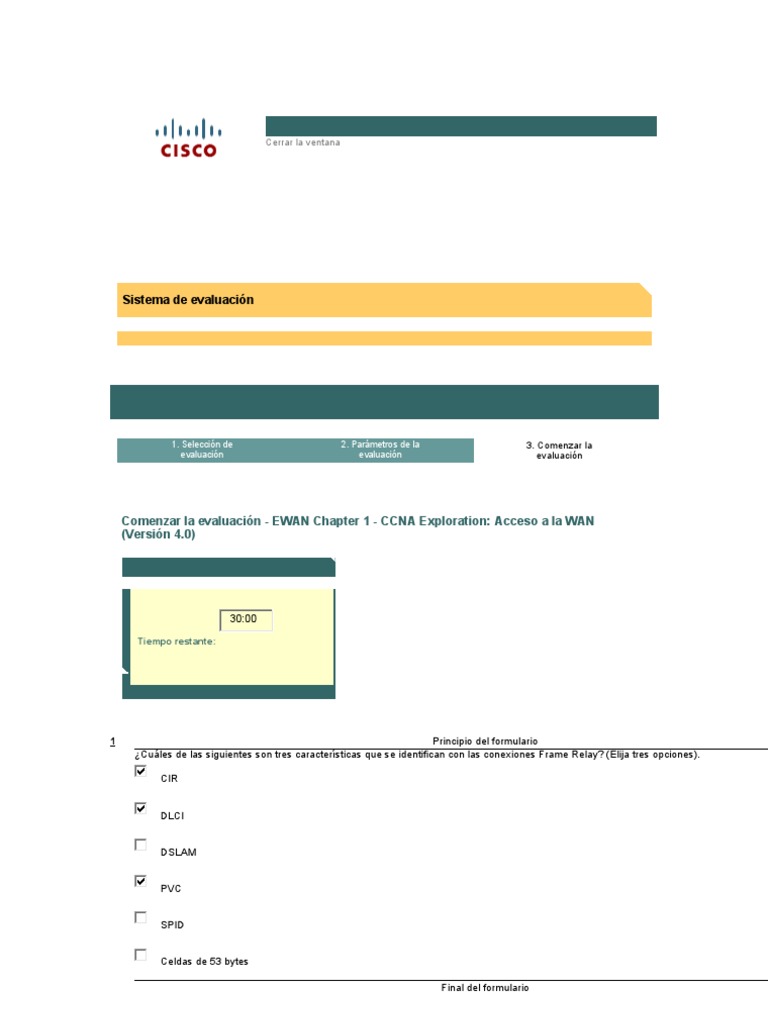 Examen CCNA 4 Capitulo 1 | PDF | Red de área amplia | Modo de Transferencia Asíncrona
