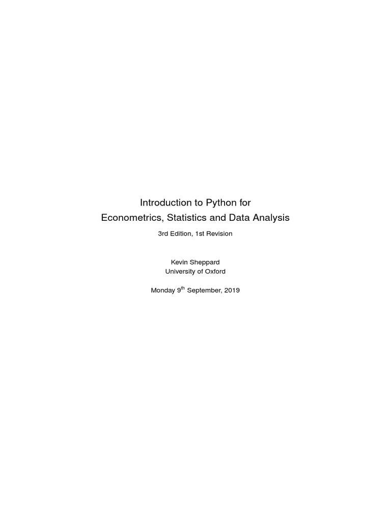 Introduction To Python For Econometrics Statistics And Data Analysis Pdf Python