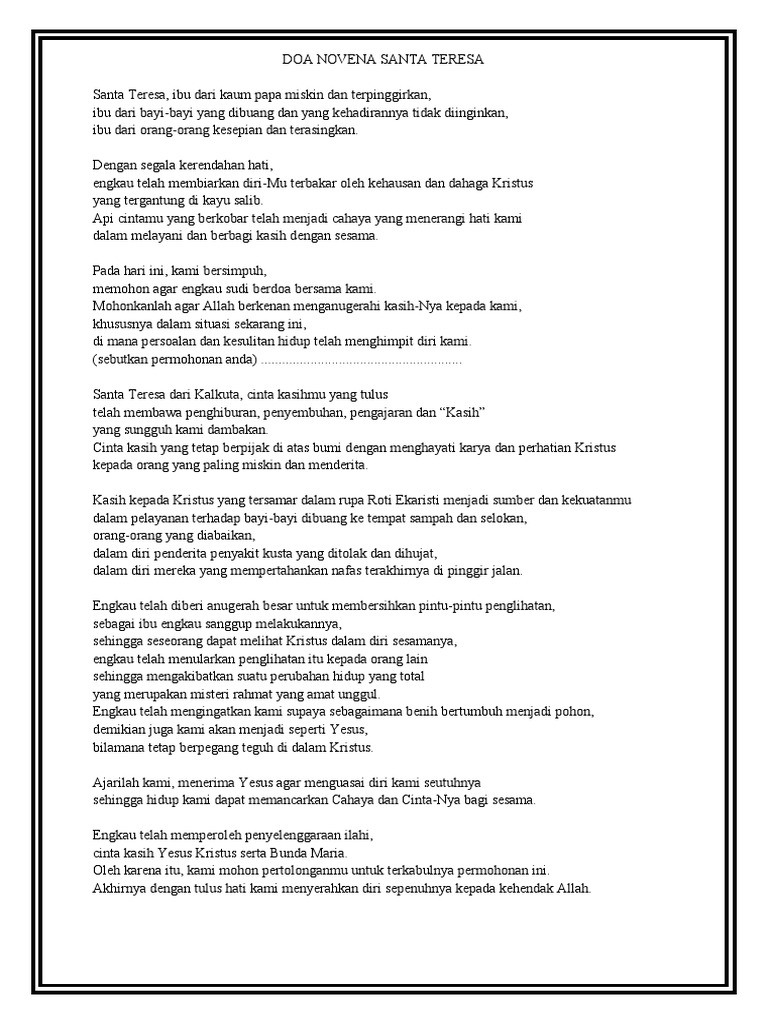 Doa Novena Santa Teresa dari Kalkuta | PDF