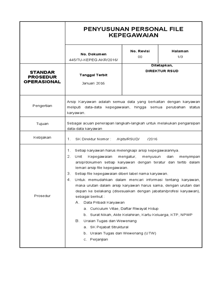 SPO Personal File Kepegawaian | PDF