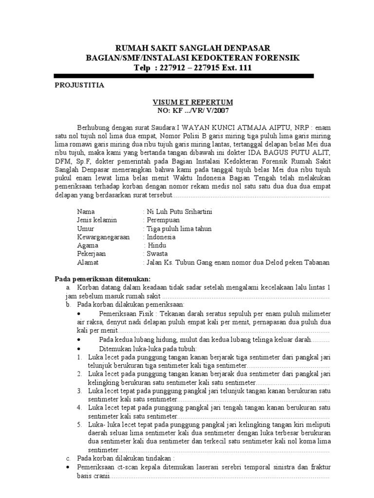 Contoh Visum Hidup (Luka) | PDF