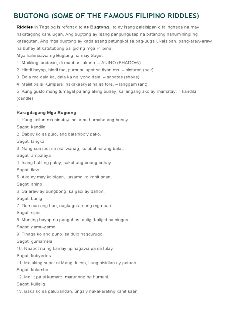 BUGTONG | PDF