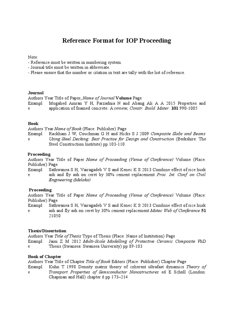 Reference Format IOP Conference Series | PDF | Thesis | Building ...