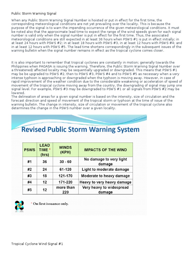 Public Storm Warning Signal | PDF | Natural Disasters | Atmospheric ...