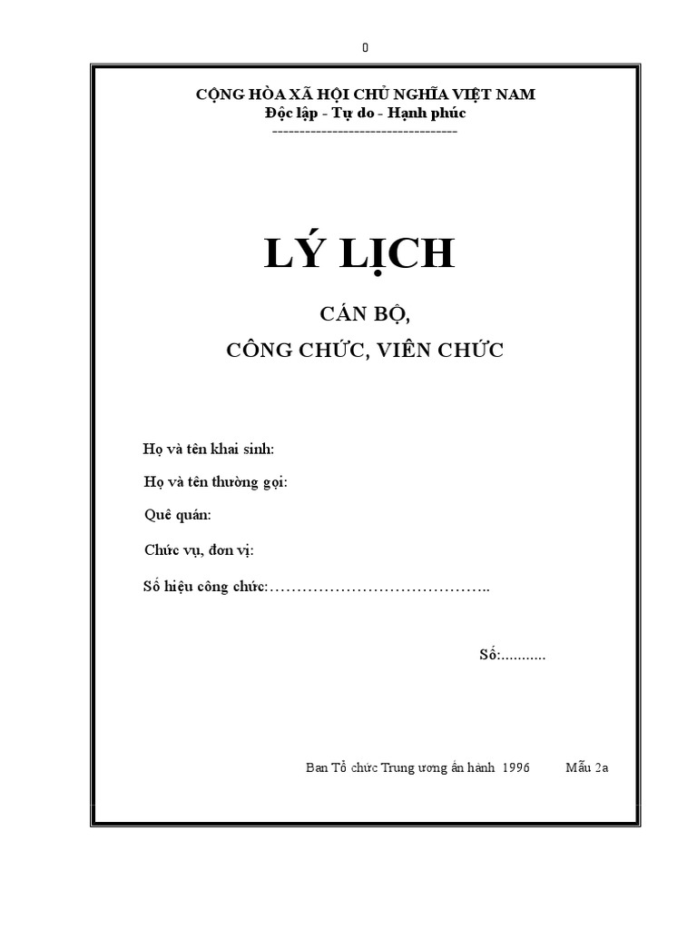 Mau 2a - TCTW - Ly Lich CBCC | PDF