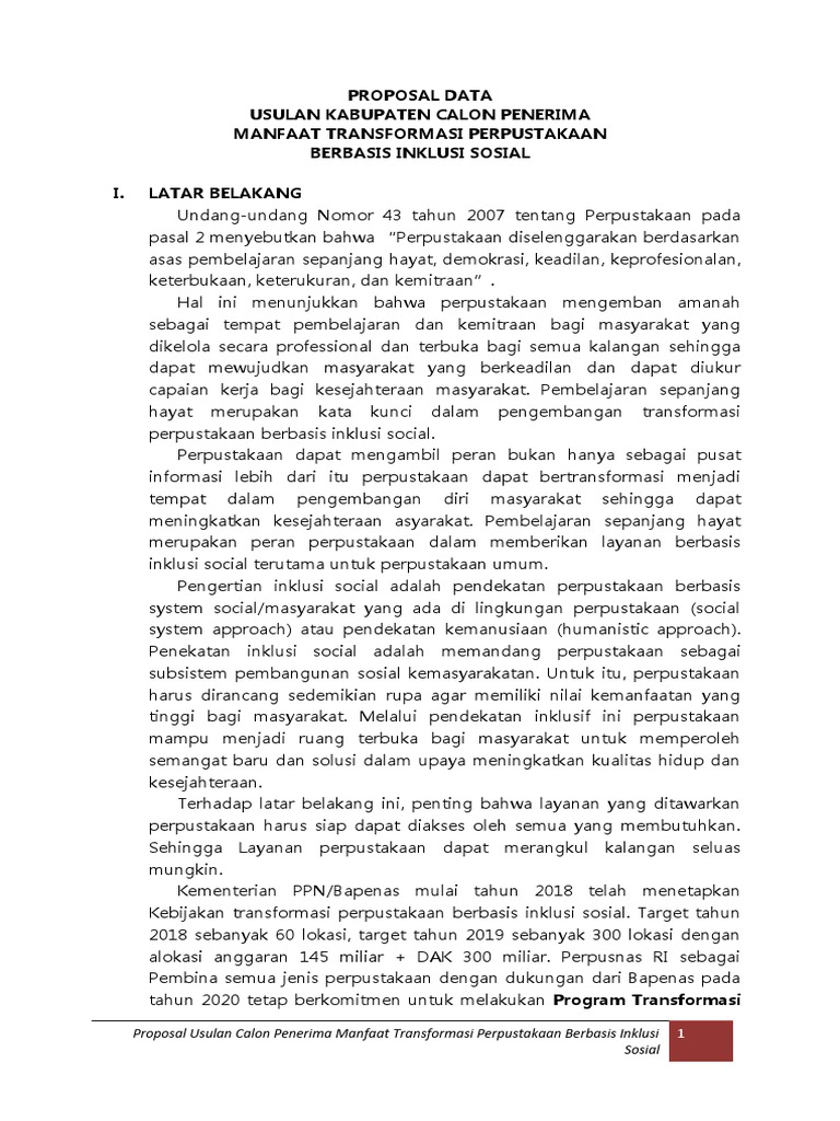 Proposal Perpus Inklusi Sosial | PDF