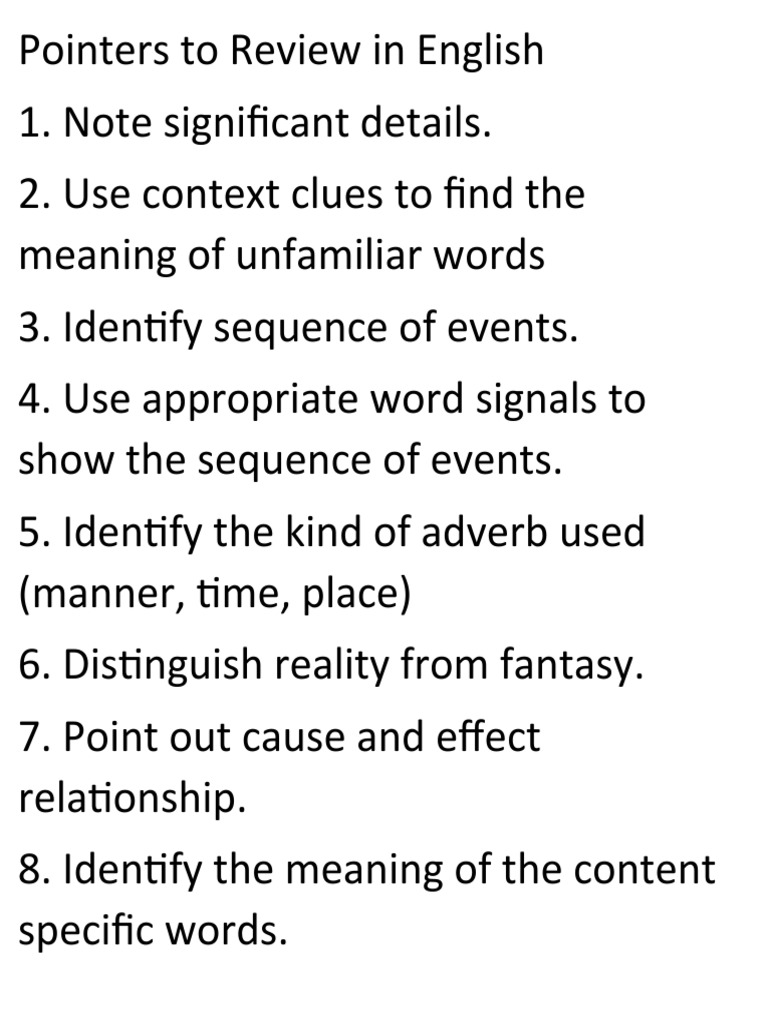 3RD GRADING Pointers To Review in English | PDF | Elementary Geometry | Euclidean Plane Geometry