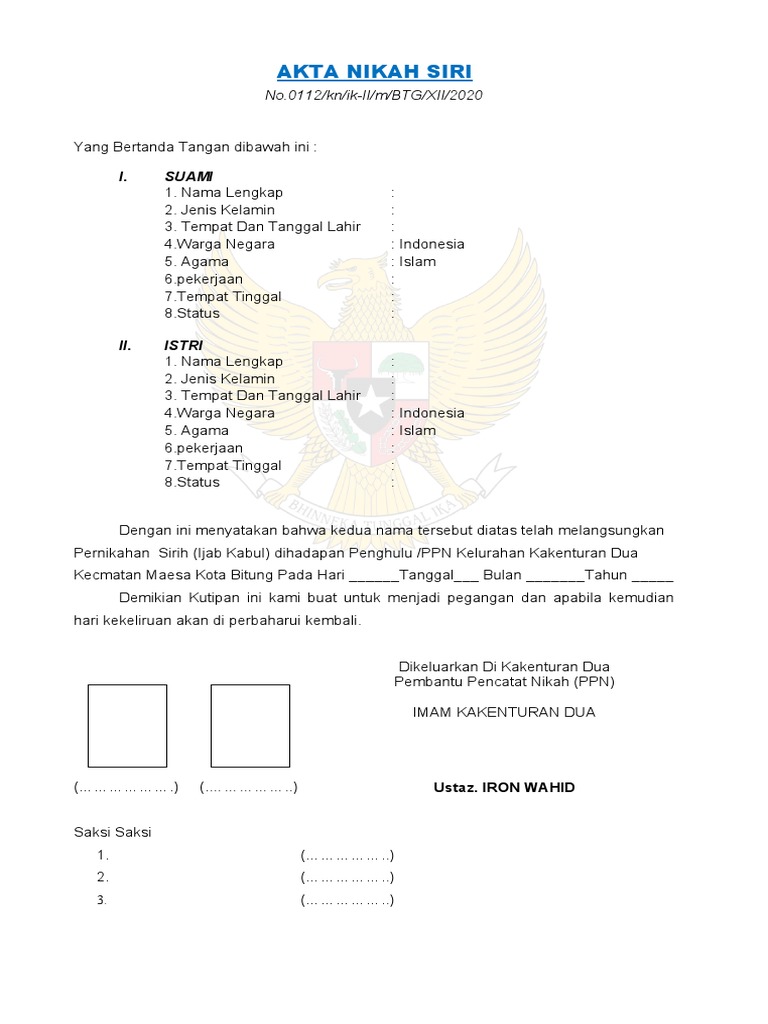 Akta Nikah Siri | PDF