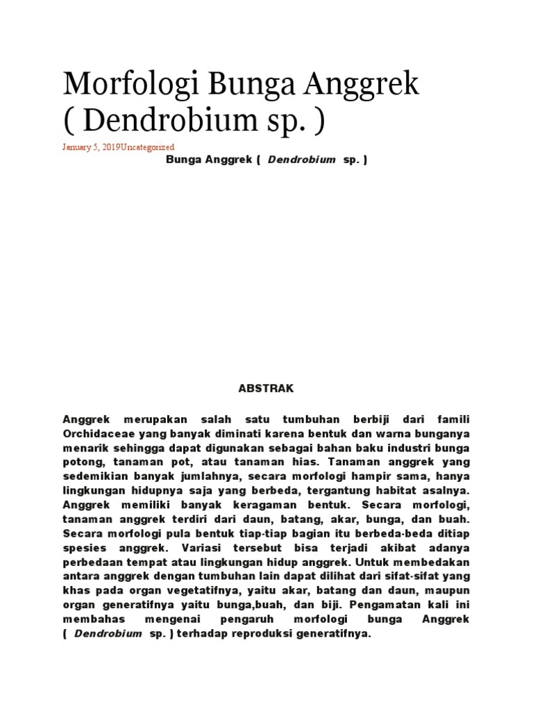 Morfologi Bunga Anggrek | PDF