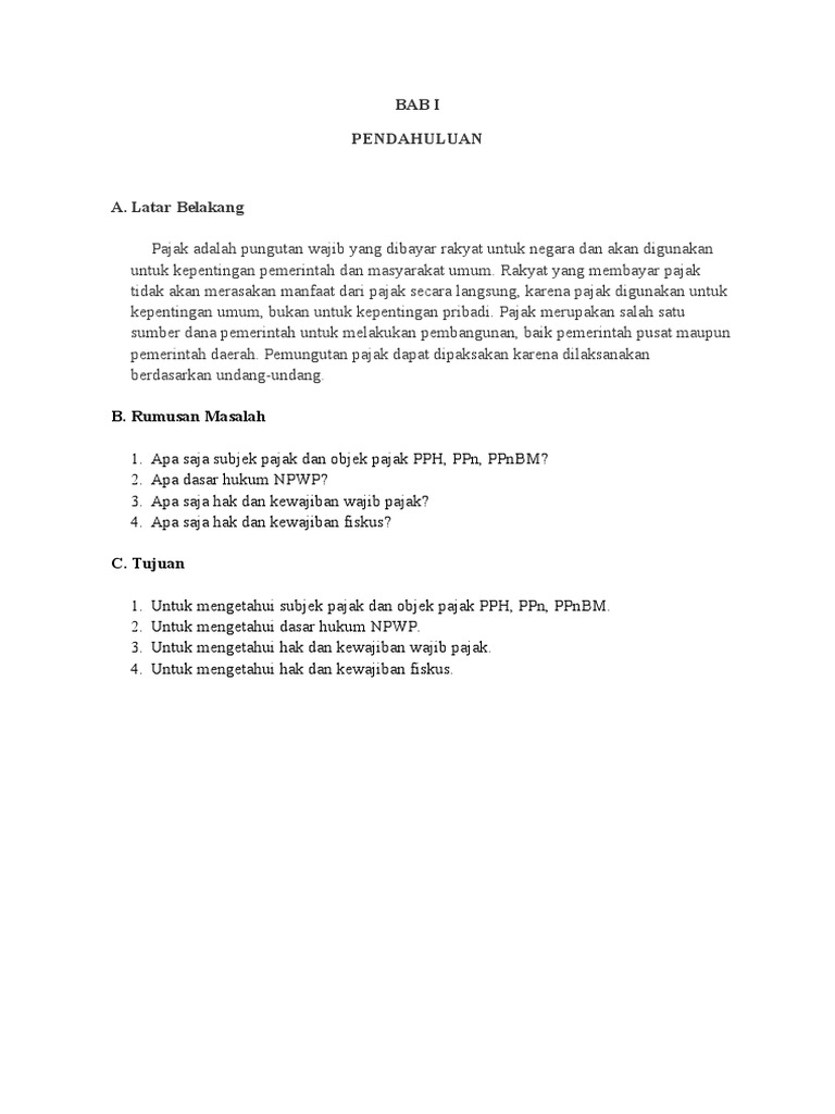 Subjek Pajak Dan Objek Pajak PPH, PPN, PPNBM | PDF