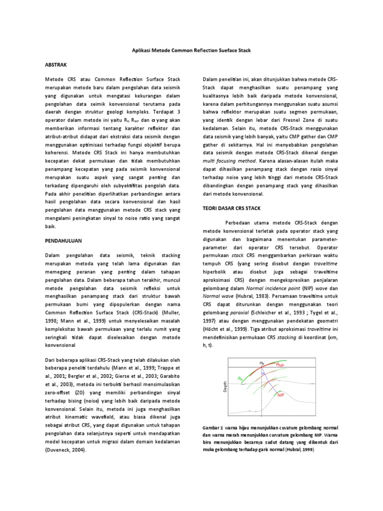 PAPER-Aplikasi Metode CRS Stack Untuk Daerah Kompleks | PDF