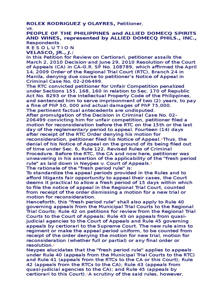 Rolex Rodriguez Vs People | PDF | Lawsuit | Appeal
