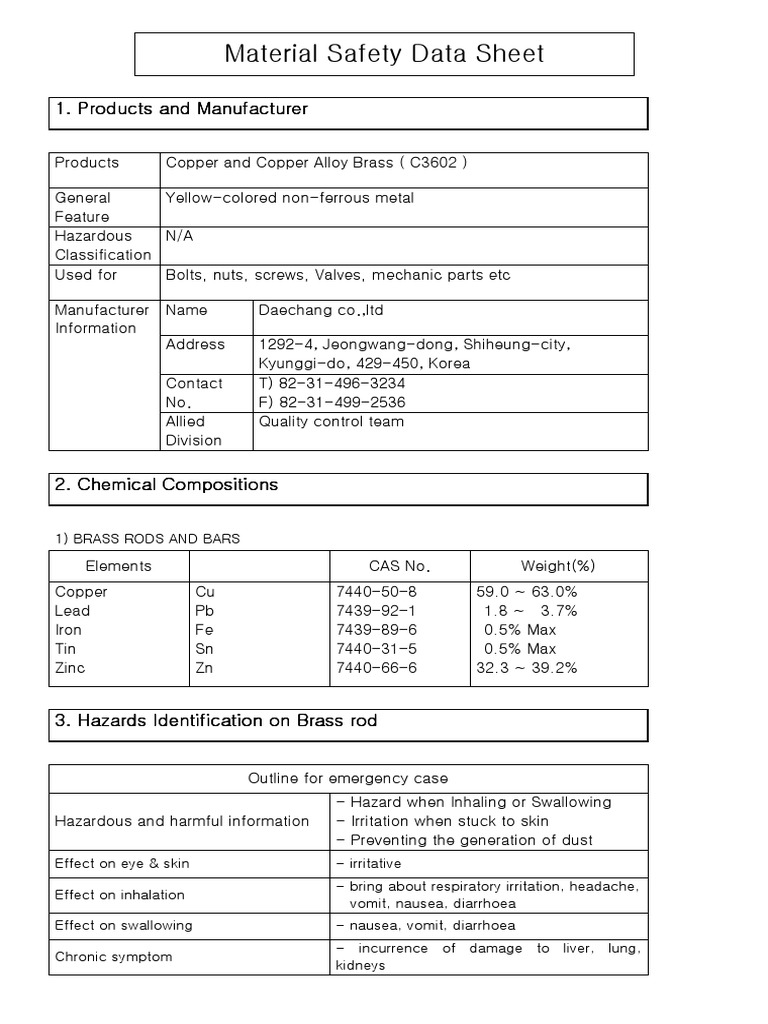 MSDS C3602¿ ® | PDF | Tin | Copper