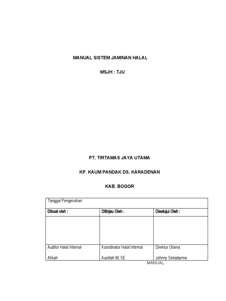Manual Sistem Jaminan Halal | PDF