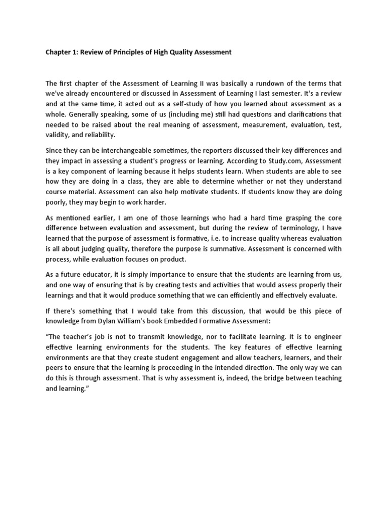 Reflection Assessment of Learning 2 | PDF