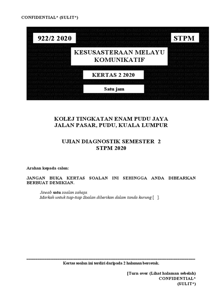 Diagnostik KMK Sem 2 2020 | PDF