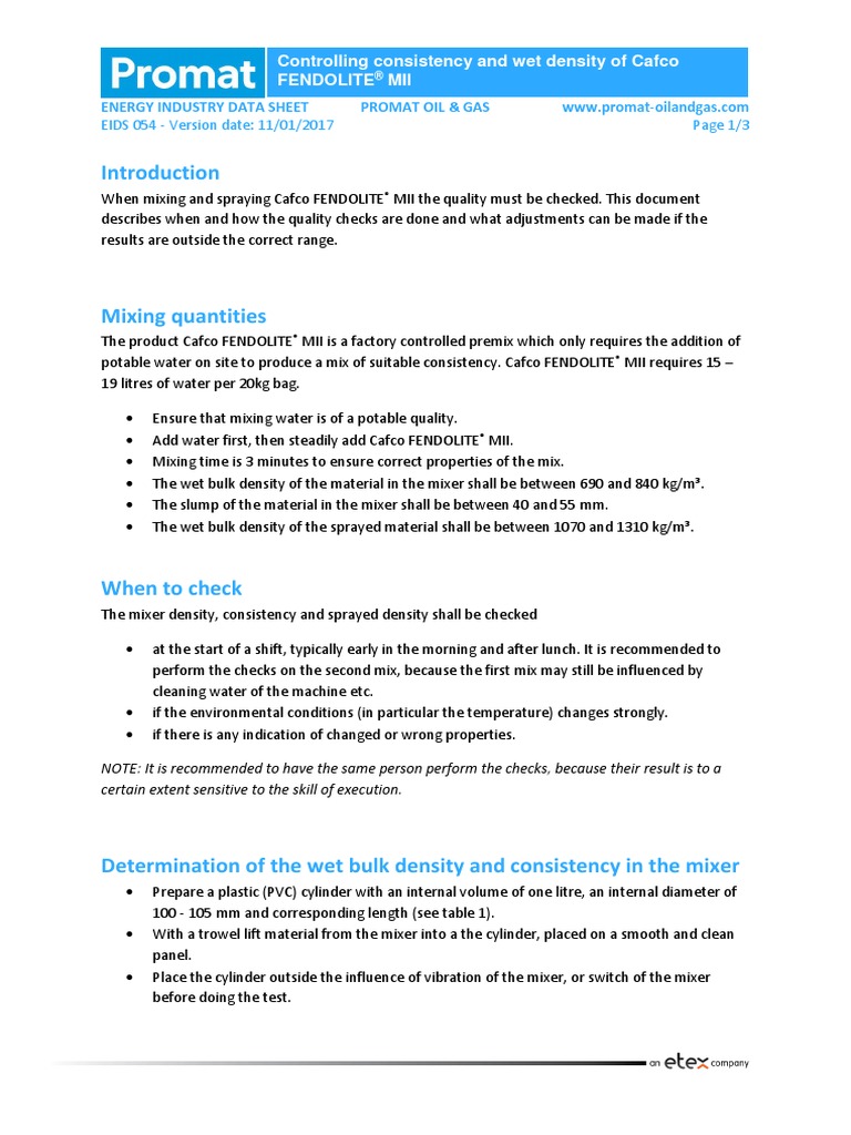 EIDS 054 Cafco FENDOLITE MII - Controlling Consistency and Wet Density ...