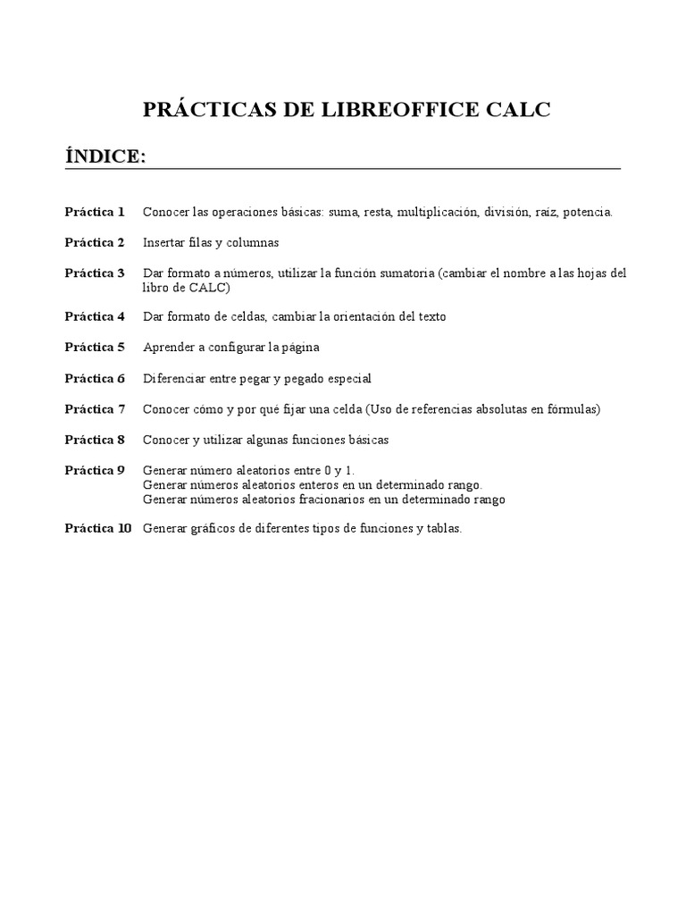 Guia de 10 Practicas en Calc | PDF | Desviación Estándar | Diferencia