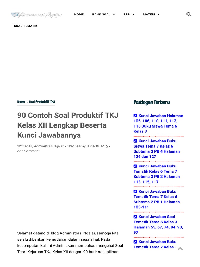 90 Contoh Soal Produktif TKJ Kelas XII | PDF