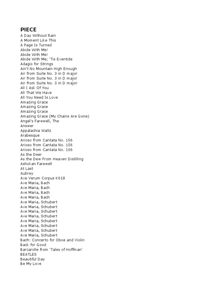 Divisi Strings Complete Repertoire List | PDF | Quartet | Cello