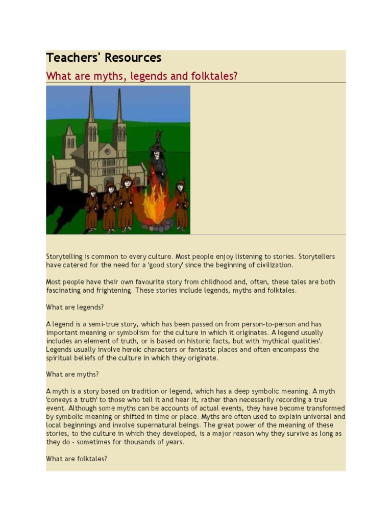 Myths, Legends, Folktales | PDF | Legends | Fable